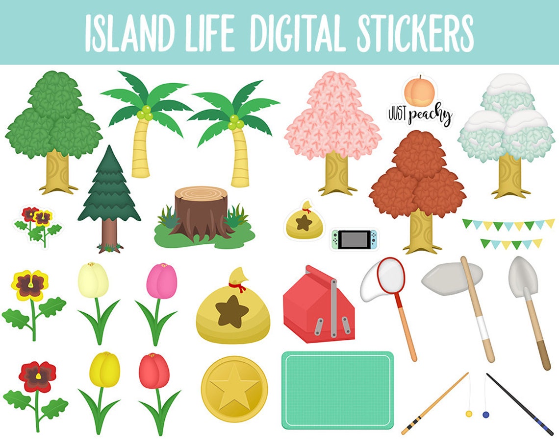 Island Living Inspired by Animal Crossing Digital Stickers - Etsy