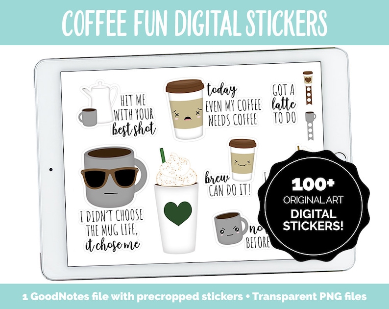 Coffee Fun Digital Stickers Goodnotes Ipad and Android - Etsy