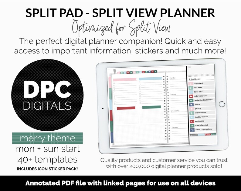 Split Pad | Split View Digital Planner | Merry Theme | Goodnotes & iPad ...
