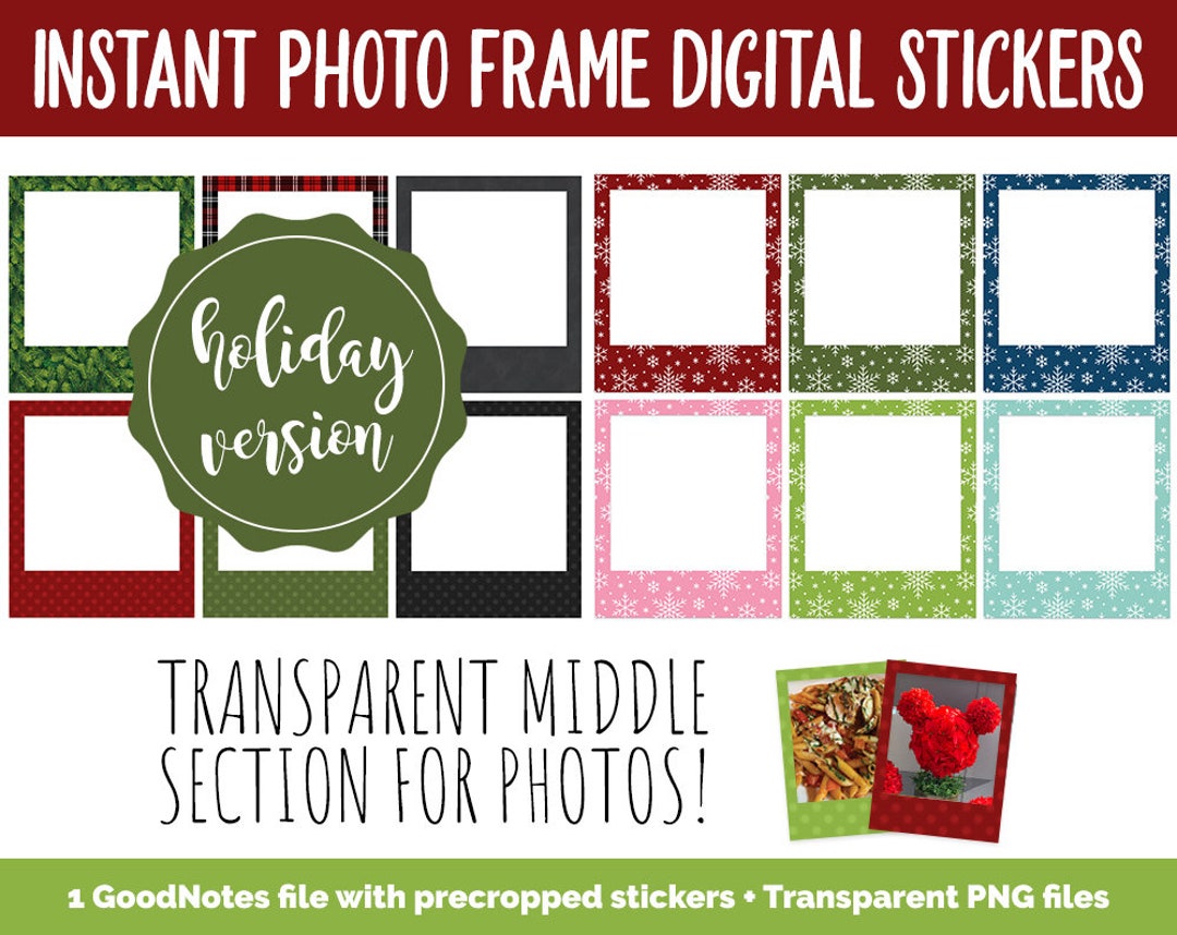 Holiday Photo Frame Digital Stickers Pack | Goodnotes, iPad and Android ...
