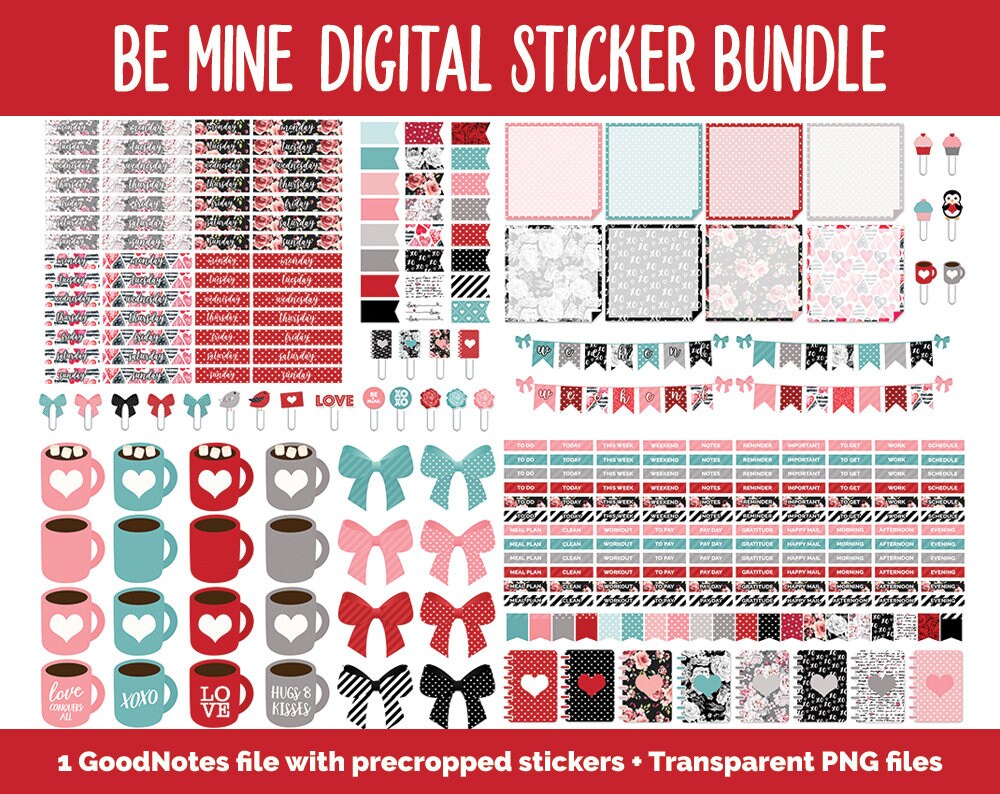 Valentine Mega Digital Sticker Bundle Goodnotes & Ipad - Etsy