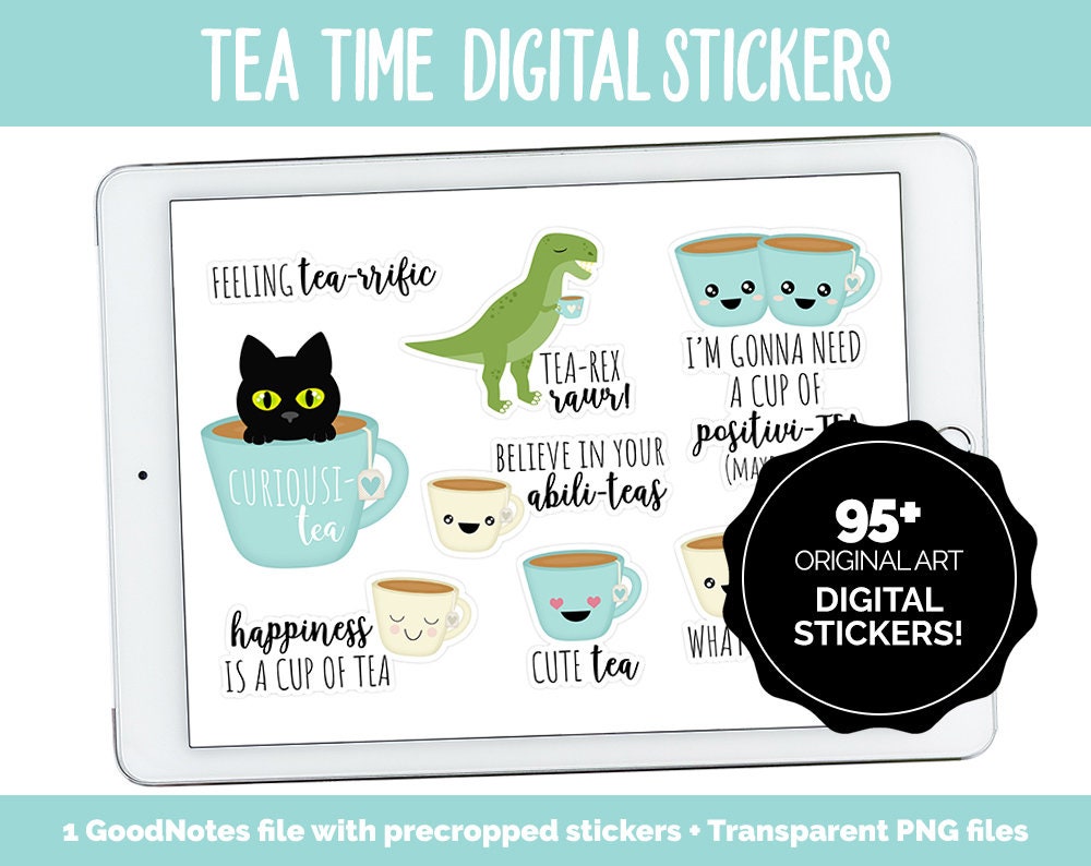 Tea Time Digital Stickers Goodnotes Ipad and Android - Etsy