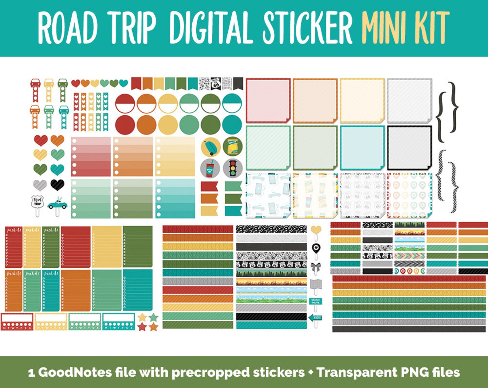 Road Trip Mini Kit Digital Stickers Goodnotes Ipad and - Etsy