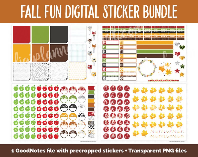 Fall Digital Sticker Bundle | 400+ | iPad & Android - Etsy