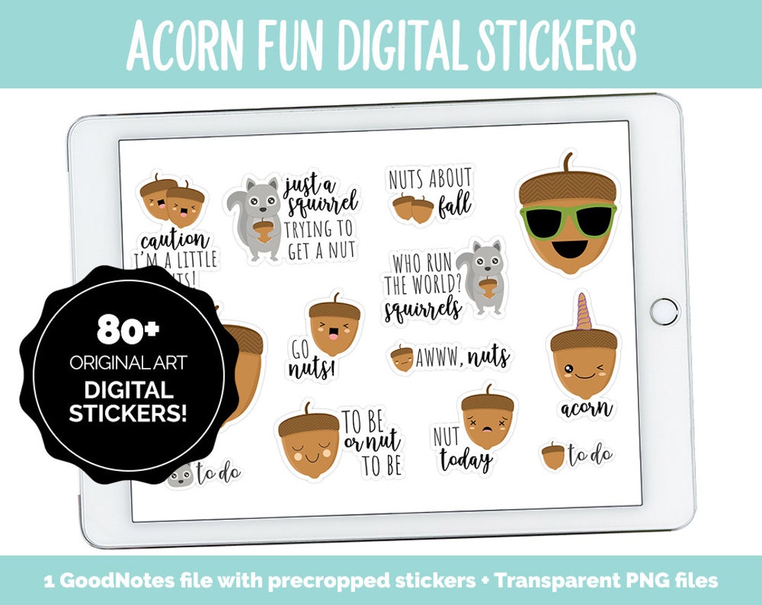 Acorn Fun Digital Stickers | Goodnotes, iPad and Android | Fall, Autumn ...