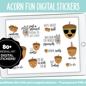 Acorn Fun Digital Stickers | Goodnotes, iPad and Android | Fall, Autumn ...
