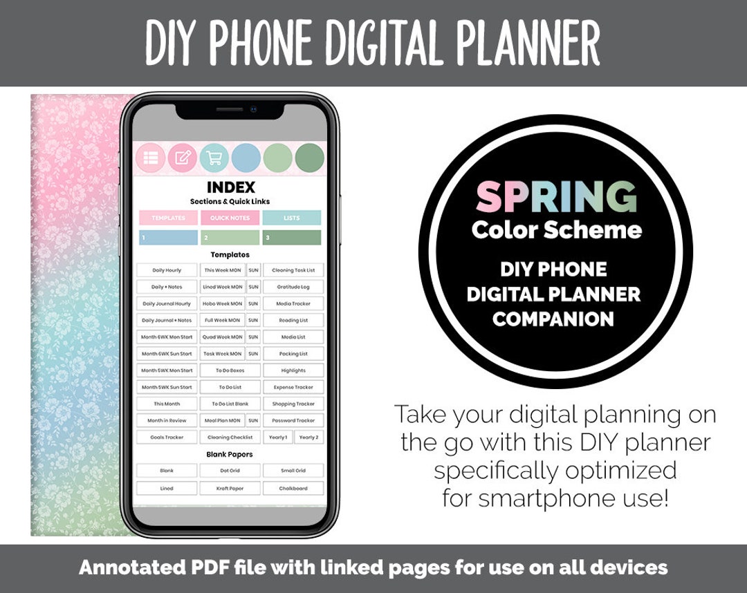 DIY Phone Digital Planner | Spring Theme | Goodnotes, iPad & Android ...
