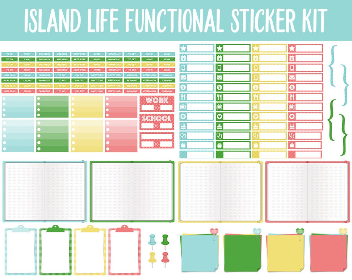 Island Life Functional Digital Stickers GoodNotes iPad and | Etsy