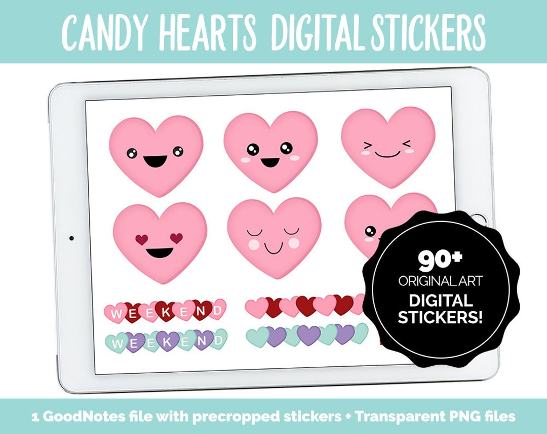 Candy Heart Digital Stickers | Goodnotes, iPad and Android | Valentine ...