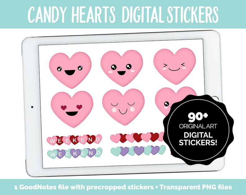 Candy Heart Digital Stickers Goodnotes Ipad and Android - Etsy