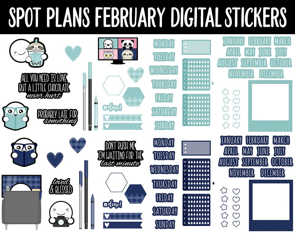 Spot Plans February Digital Stickers Goodnotes Ipad and | Etsy