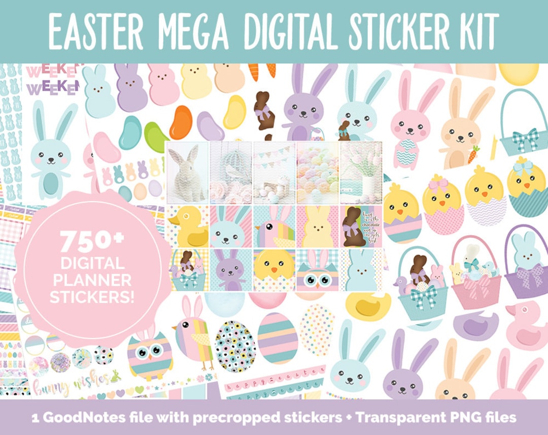 Easter MEGA Digital Sticker Bundle | Goodnotes & iPad | April, Calendar ...