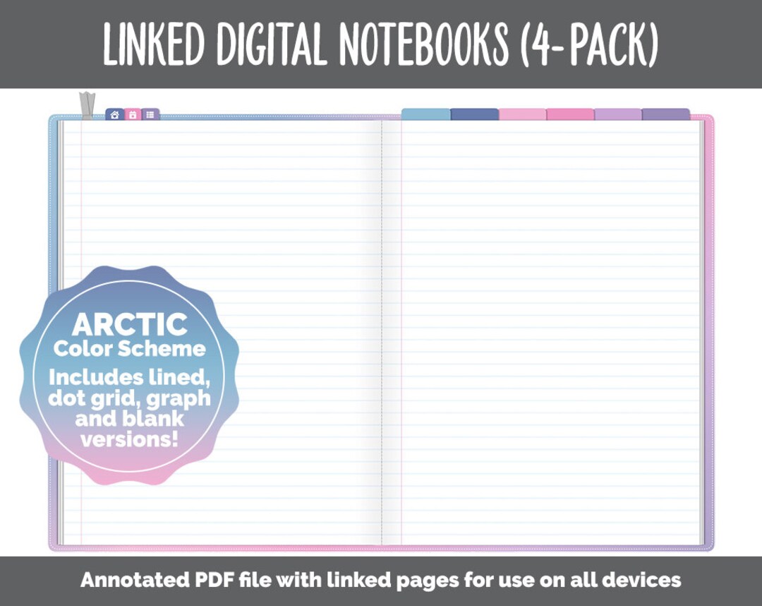 Linked Digital Notebooks 4- Pack | Arctic Theme | Goodnotes, iPad ...