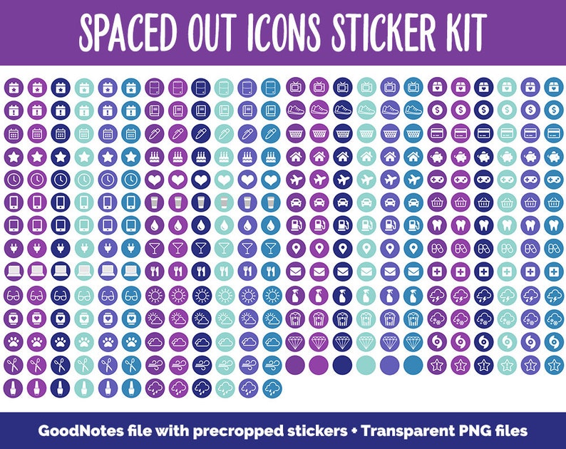 Spaced Out Icon Digital Planner Stickers Goodnotes Ipad and | Etsy