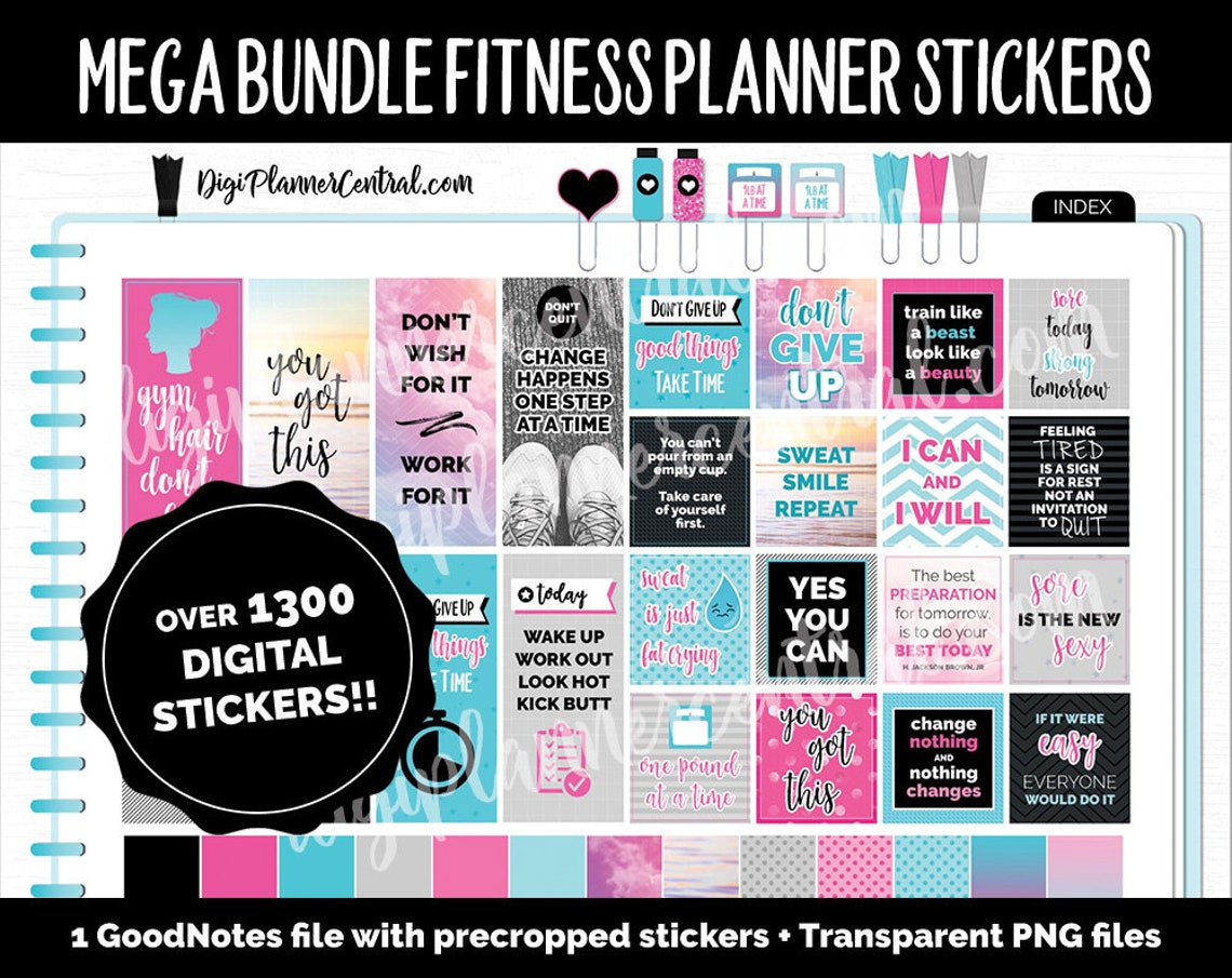 Digital Fitness MEGA Sticker Bundle - 1300+ Stickers | Goodnotes & iPad ...