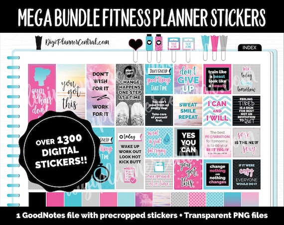 Digital Fitness MEGA Sticker Bundle 1300 Stickers | Etsy