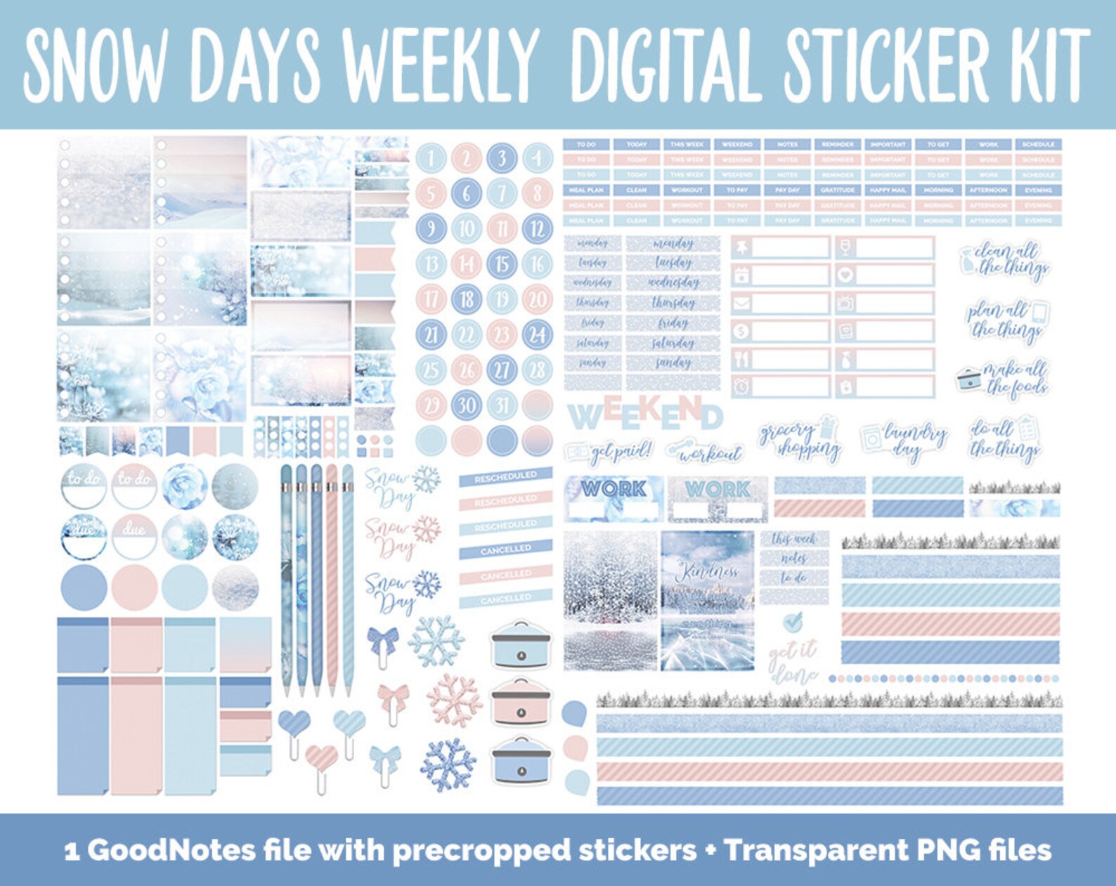 Snow Days Weekly Digital Sticker Kit Goodnotes & Ipad - Etsy