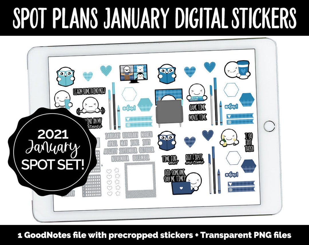 Spot Plans January Digital Stickers | Goodnotes, iPad and Android ...