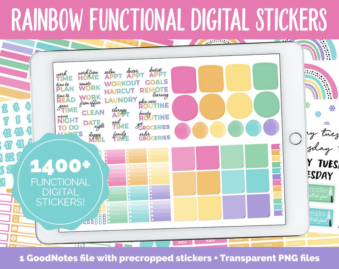 Rainbow Functional Digital Sticker Set | Goodnotes, iPad & Android ...