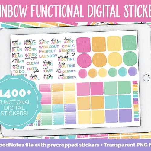 Aurora Functional Digital Sticker Set Goodnotes Ipad & - Etsy