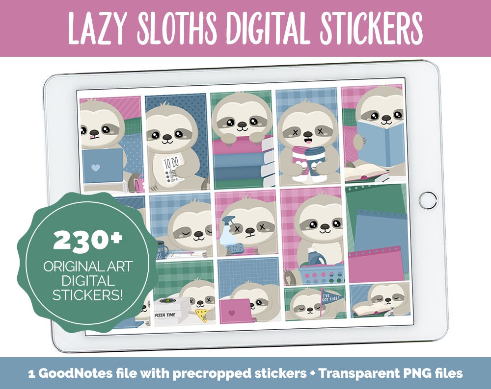 Lazy Sloths Digital Planner Stickers | iPad & Android | Activities ...