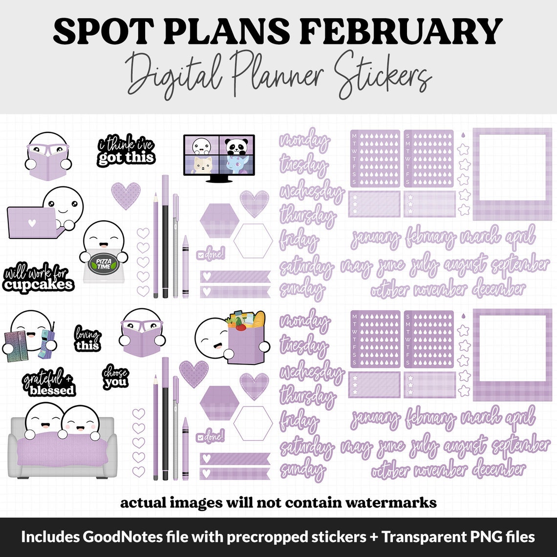 Spot Plans February Digital Stickers | iPad & Android | Adore | Sassy ...