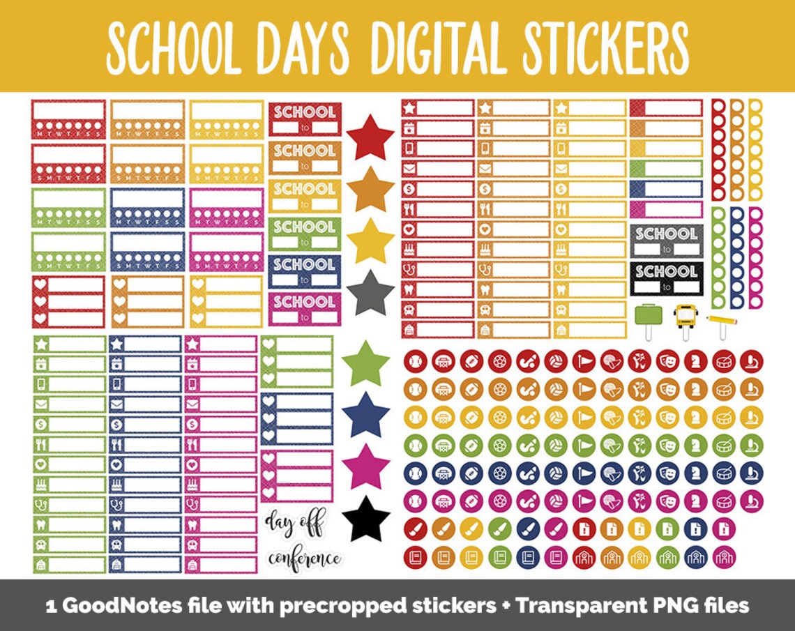 School Days Digital Planner Stickers Goodnotes Ipad and - Etsy