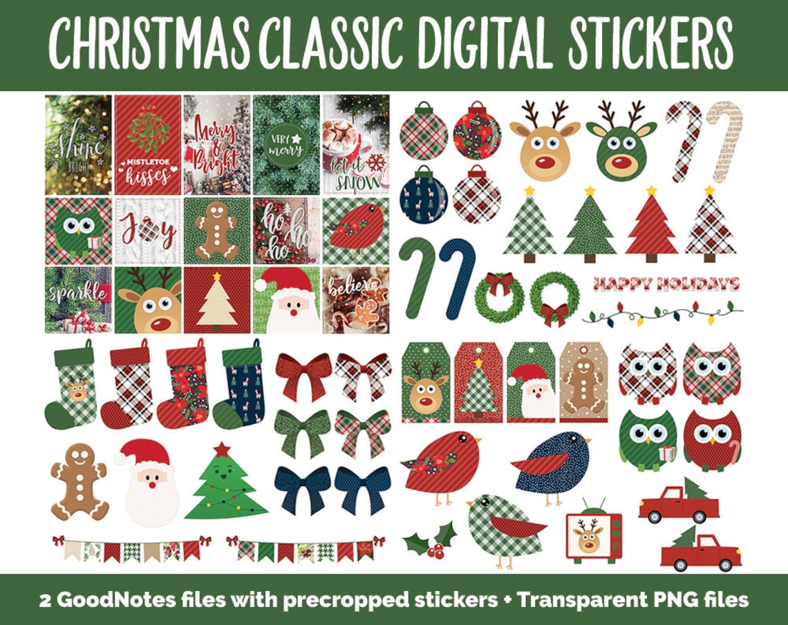 Christmas Holiday Classic Mega Digital Sticker Bundle | Etsy