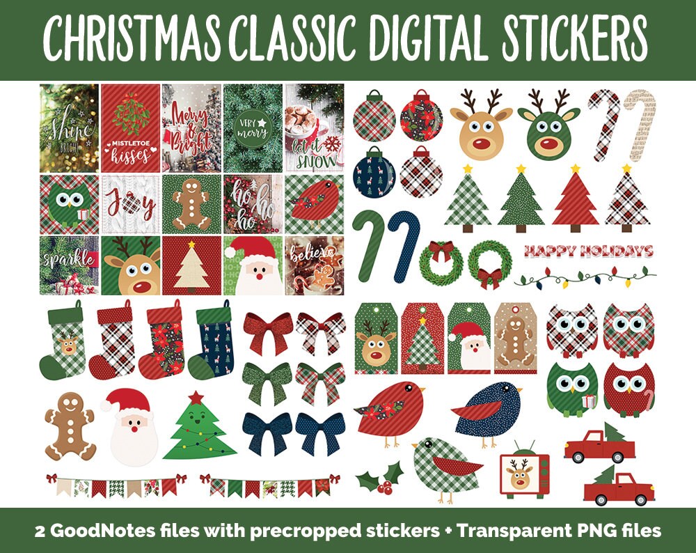 Christmas Holiday Classic Mega Digital Sticker Bundle | iPad & Android ...