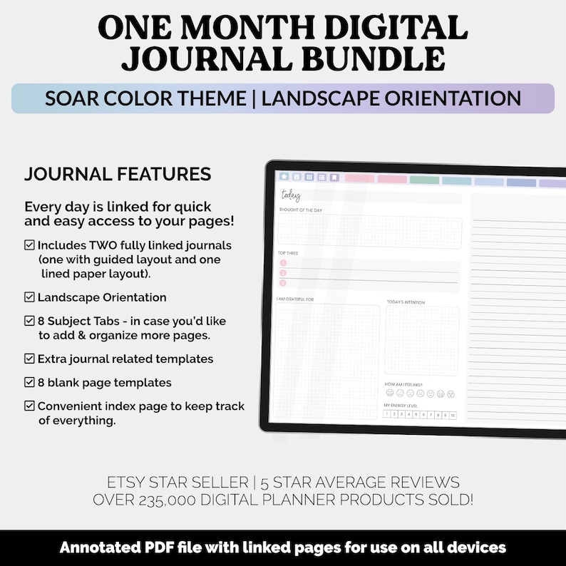 31 Day Digital Journal Bundle | Soar Theme | Goodnotes, iPad & Android ...