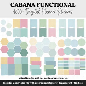 Cabana Functional Digital Sticker Set | Goodnotes, iPad & Android ...