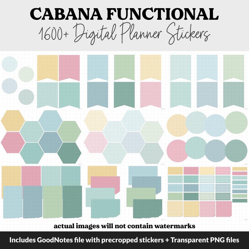 Cabana Functional Digital Sticker Set | iPad & Android | Cabana Theme ...