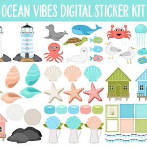 Ocean Vibes Digital Sticker Mega Bundle | Goodnotes & iPad | Summer ...