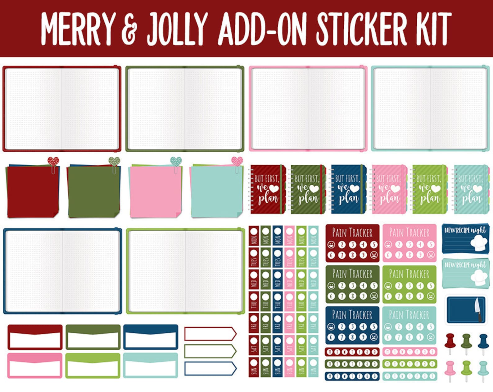 Merry & Jolly Add-on Digital Planner Stickers Goodnotes - Etsy