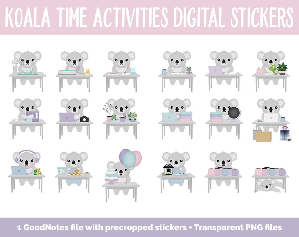 Koala Time Activities Digital Stickers | Goodnotes & iPad | Crafts ...