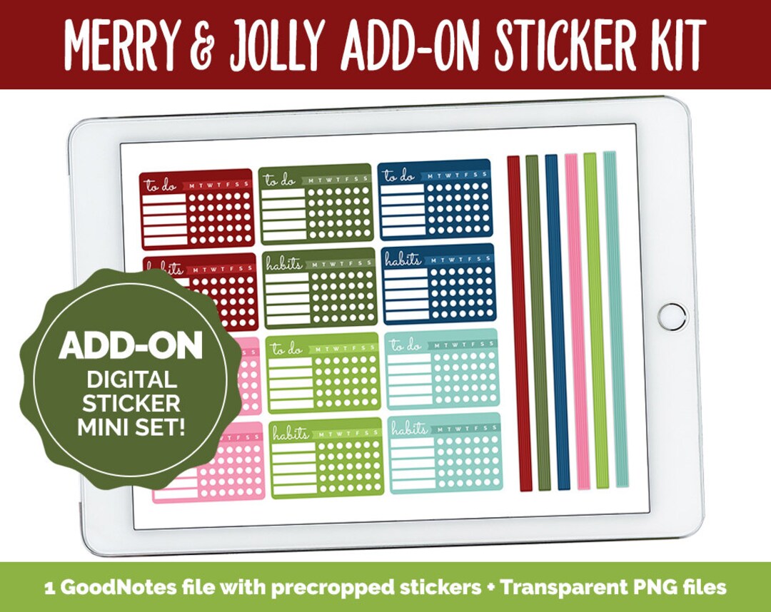 Merry & Jolly Add-on Digital Planner Stickers | Goodnotes, iPad and ...
