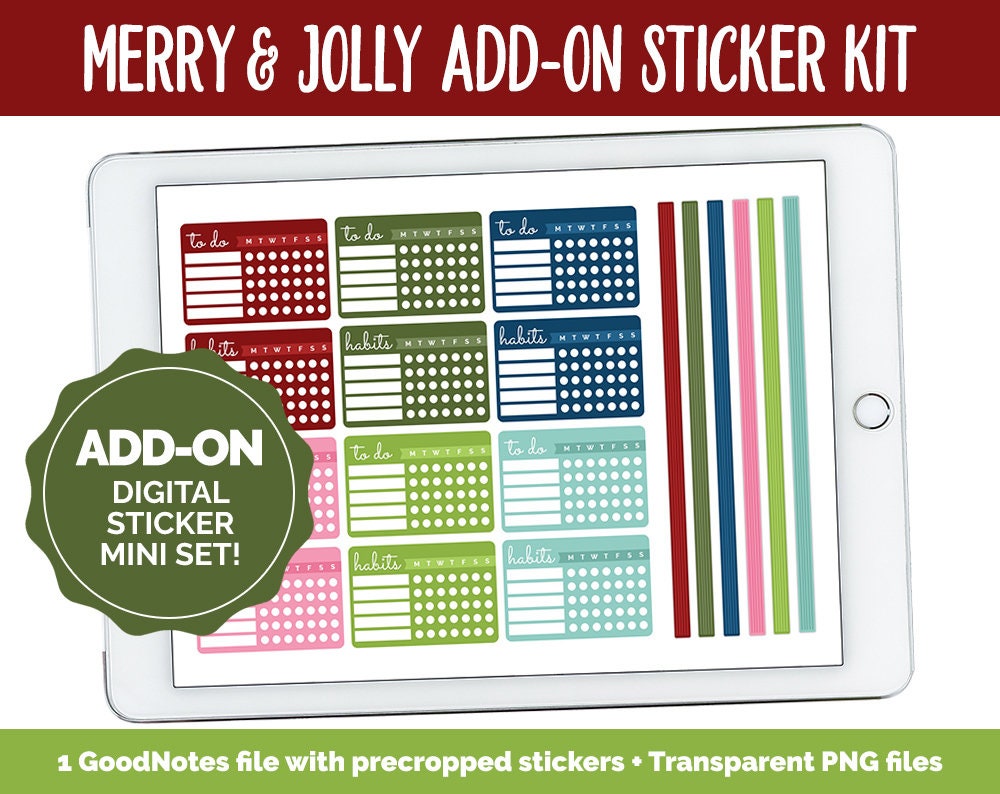Merry & Jolly Add-on Digital Planner Stickers Goodnotes - Etsy
