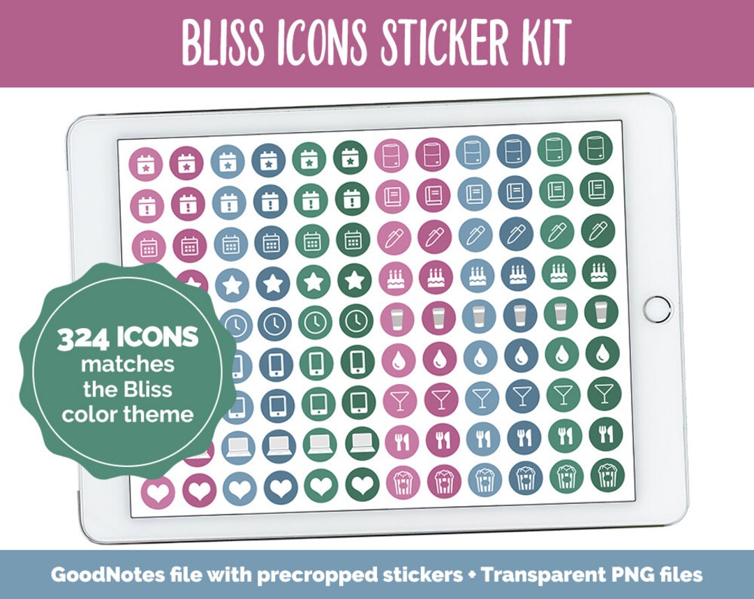 Bliss Icons Digital Planner Stickers | Goodnotes, iPad and Android ...