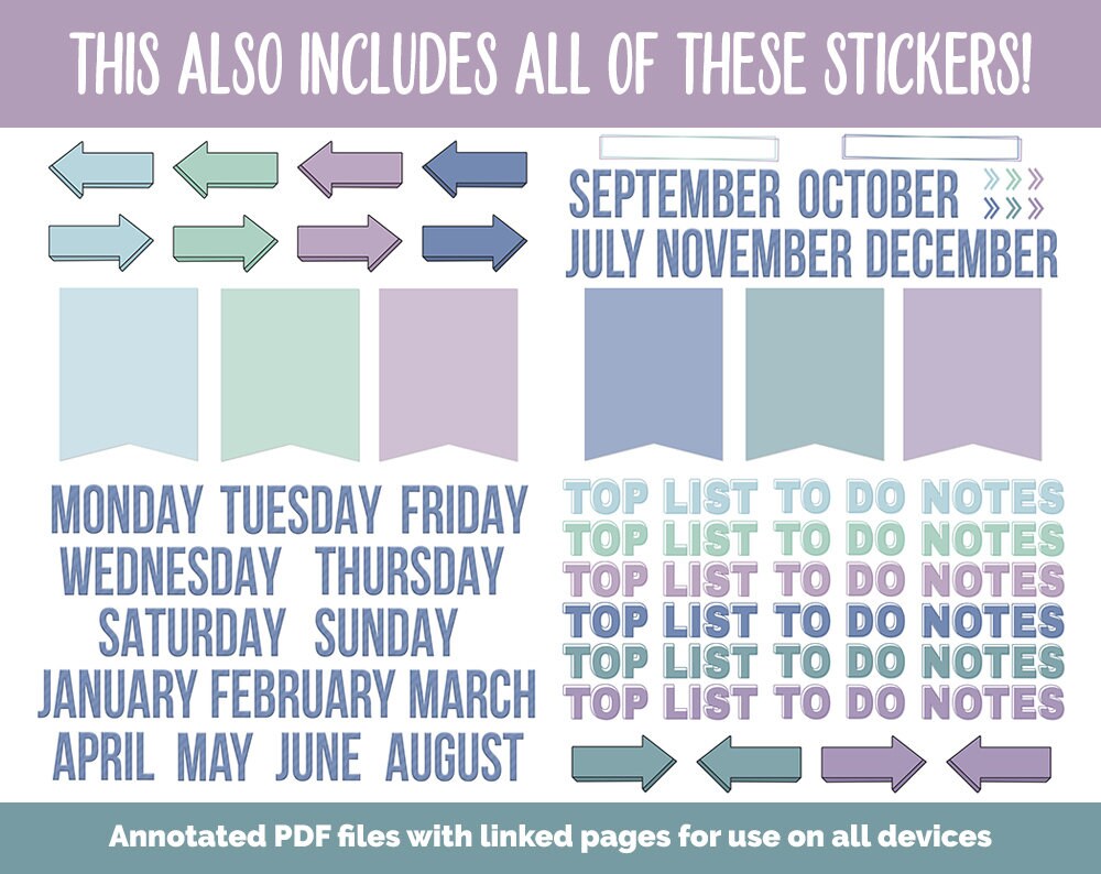 31 Day Digital Journal Sticker Bundle Aurora Theme - Etsy