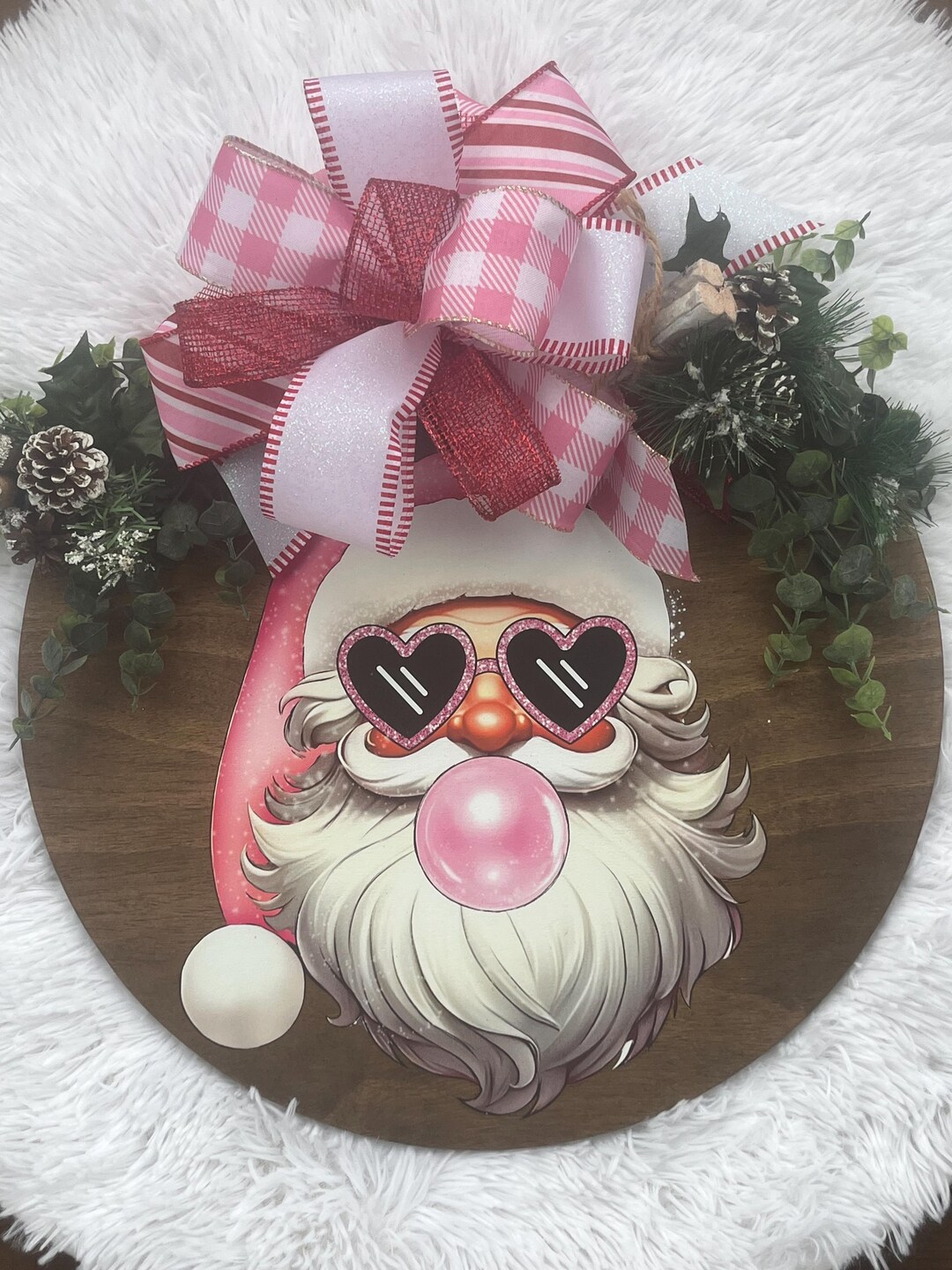 Pink Bubble Gum Santa Door Hanger - Etsy