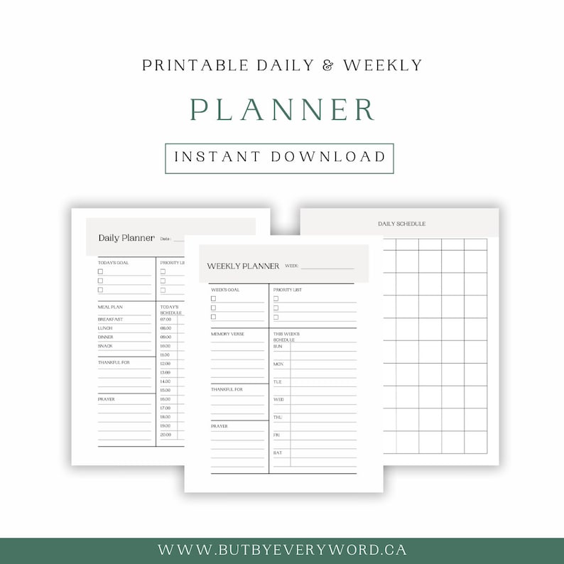Printable Daily Planner Weekly Planners Planner Set - Etsy