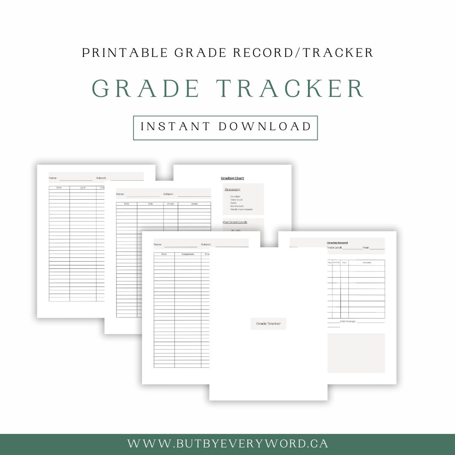 Printable Grading Sheet | Grade Tracker | Homeschool Planner - Etsy