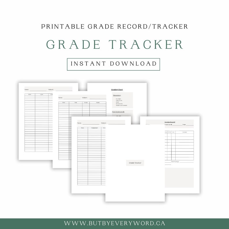 Printable Grading Sheet | Grade Tracker | Homeschool Planner - Etsy