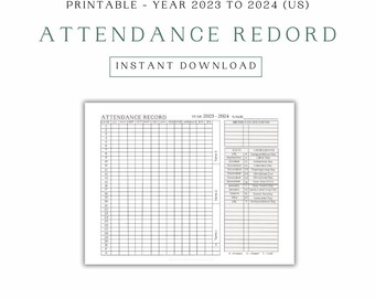 Homeschool Attendance Log Printable - Etsy