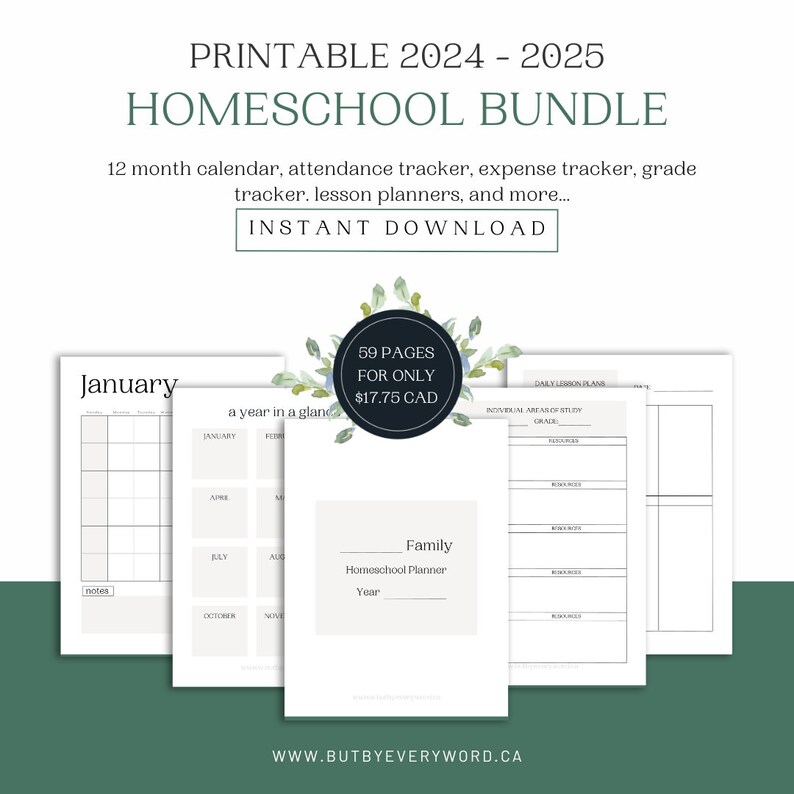 2024 2025 Minimalist Homeschool Planner Bundle Printable Homeschool ...