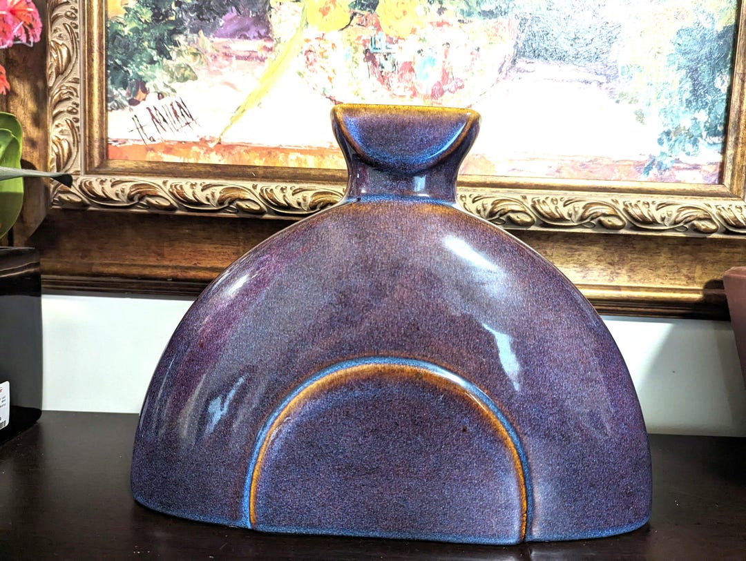 MCM Large Ceramic Purple Glazed Half Moon Vase - Etsy