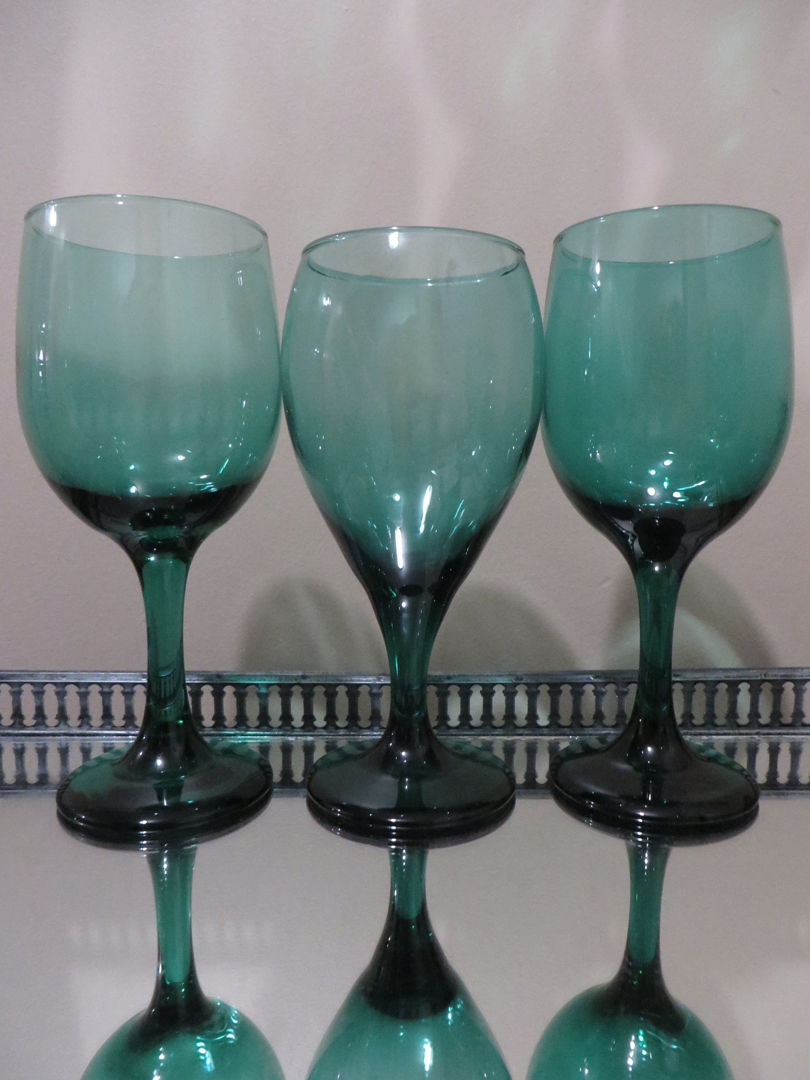 Vintage Libbey Green Wine Glasses Set Of 5 Etsy