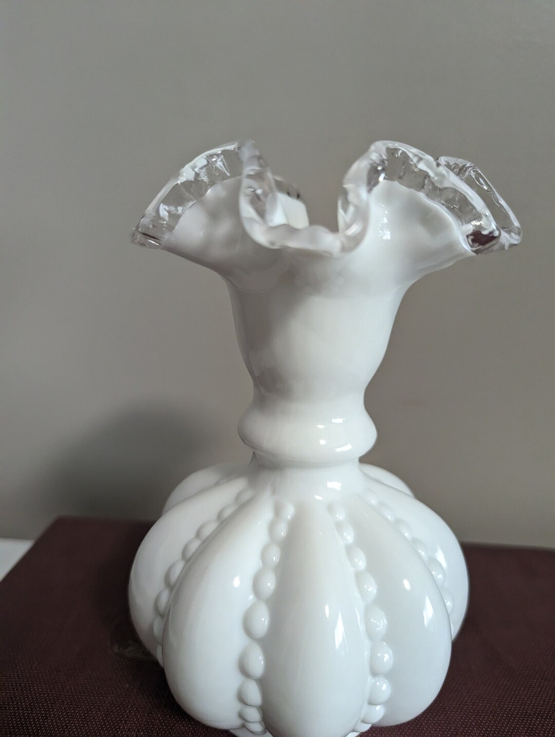 Vintage Fenton Milk Glass Crimpled Ruffled Scalloped Vase - Etsy