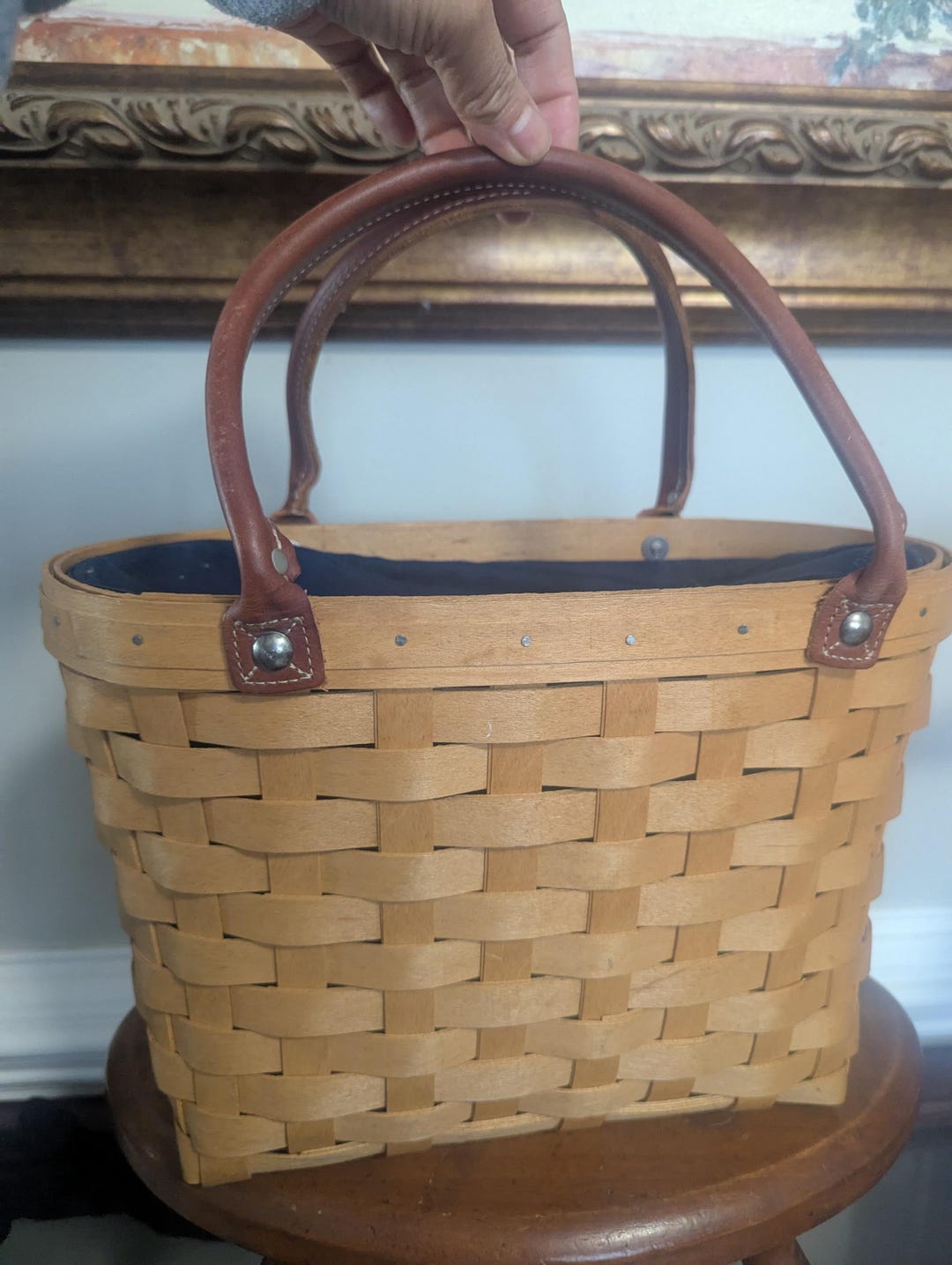 Longaberger Tote Picnic Basket With Denim and Plastic Lining From 2005 ...
