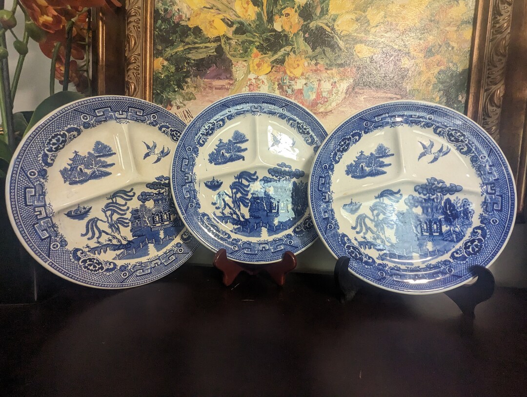 Vintage Blue Willow Divided Grill Plates Made in Holland, Set of 3 - Etsy